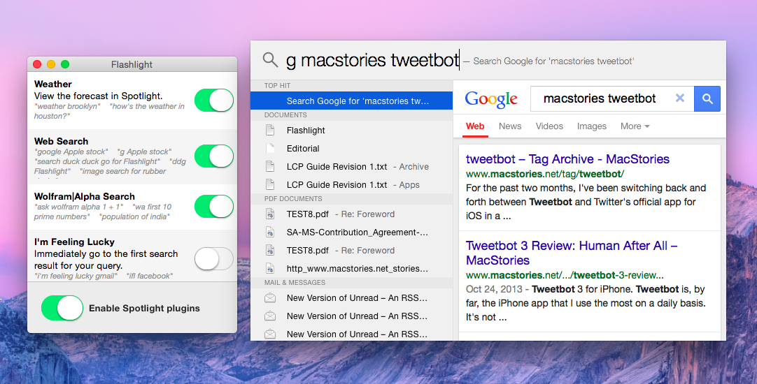 Flashlight Extends OS X Yosemite's Spotlight with Plugins - MacStories